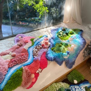 Moss Rugs Materials Bag, River Moss Rug Kit, Pink Cozy Fluffy 3D ...