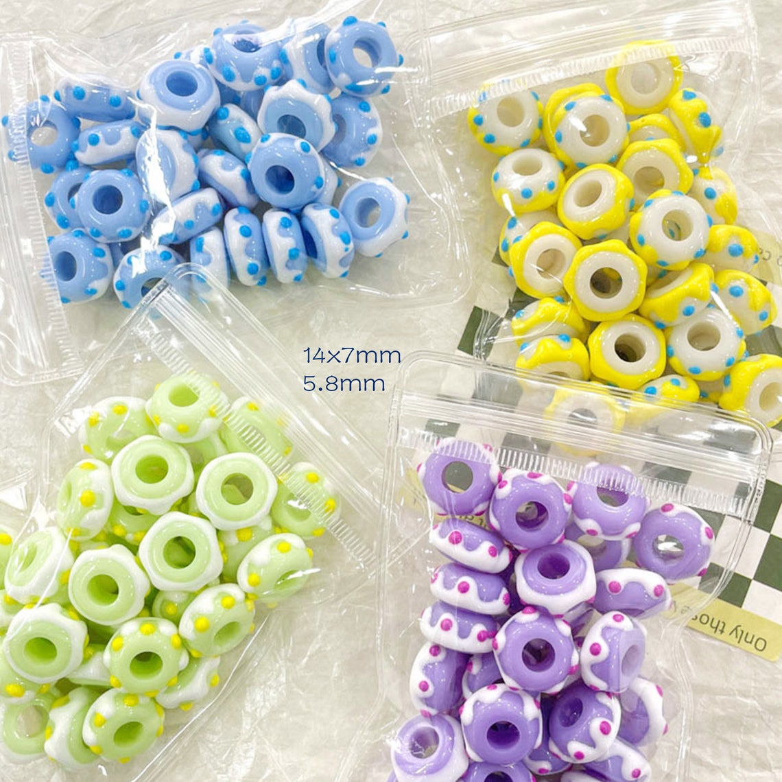 50 Acrylic Cake Beads, Hand-painted Cute Spacer Beads Loose Beads, DIY ...