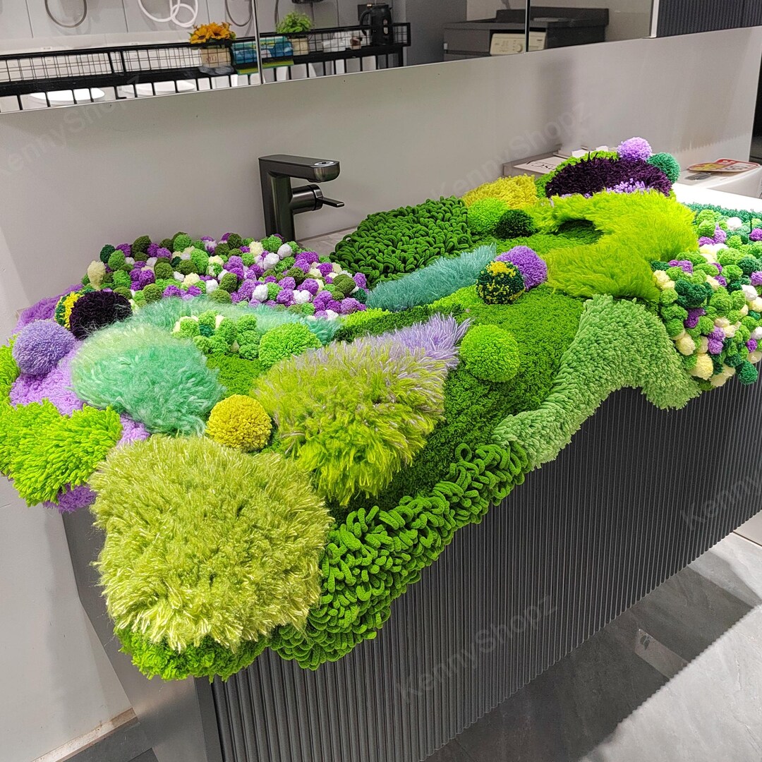 Handmade Latch Hook Moss Rugs, Cozy Fluffy 3D Latch Hook Rugs, Home ...