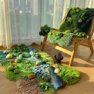 3D Moss Rug DIY Kit or Finished | Fluffy Landscape Rug | Crochet ...