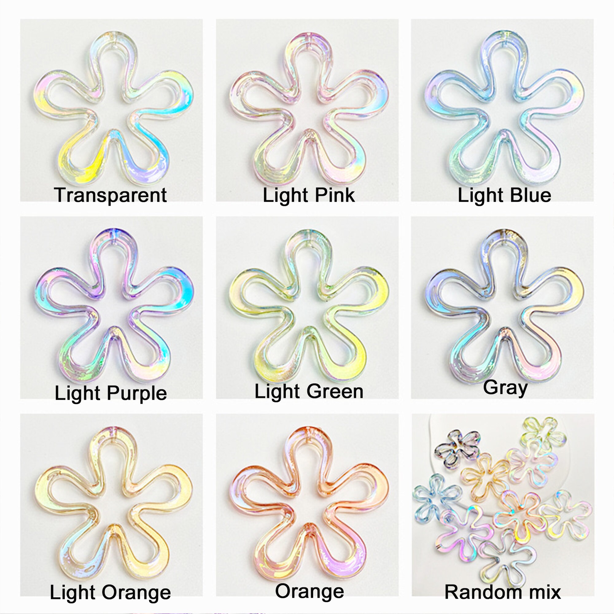 Acetate Acrylic Flower Bead Frames, Colorful Flower Beads, Hollow ...