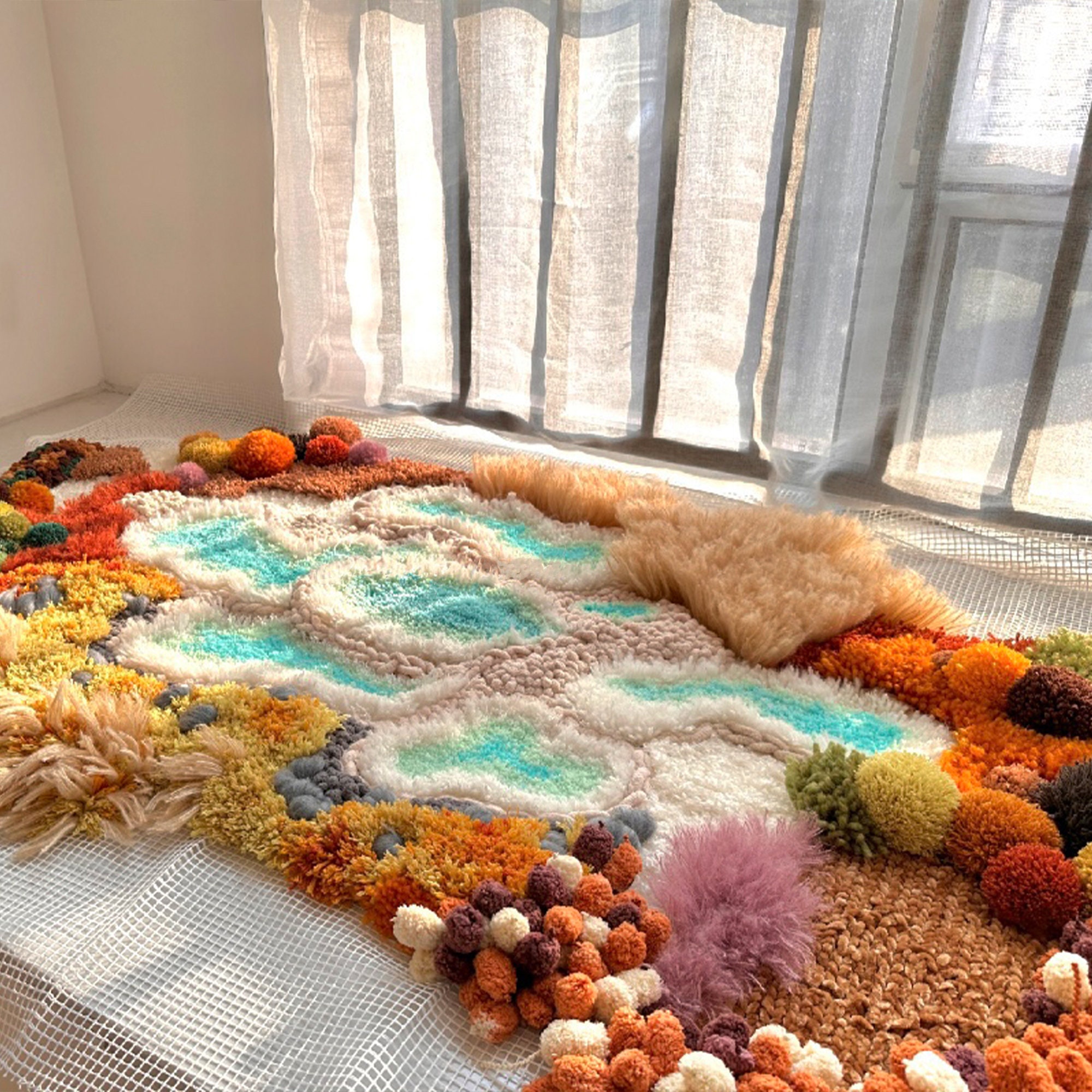 Moss Rugs Materials Bag, DIY Latch Hook Moss Rug Kit, 3D Latch Hook ...