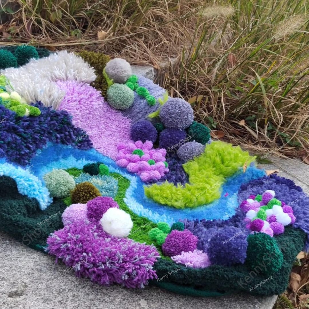 3D Purple Moss Landscape Rug | DIY Kit or Finished | Latch Hook Rug ...