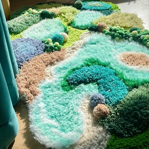 Moss Rugs Materials Bag, DIY Latch Hook Moss Rug Kit, Cozy Fluffy 3D ...