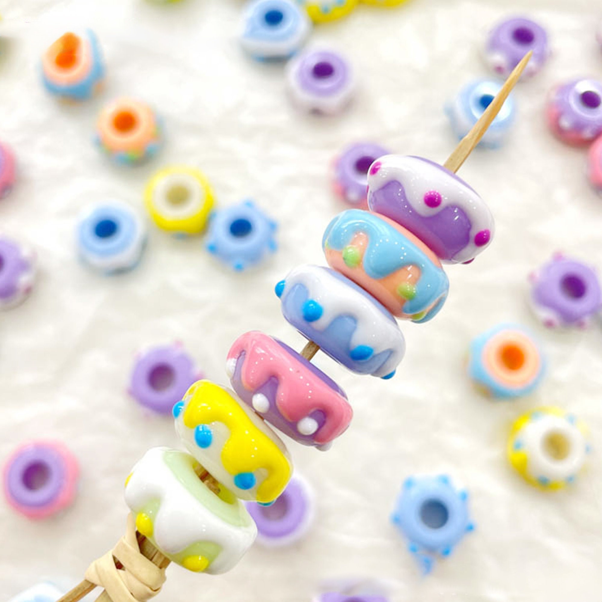 50 Acrylic Cake Beads, Hand-painted Cute Spacer Beads Loose Beads, DIY ...