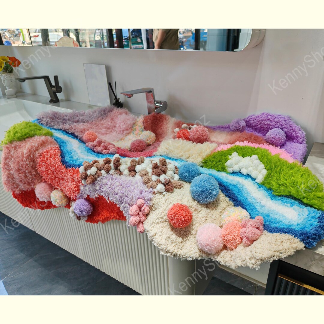 Moss Rugs Materials Bag, DIY Pink Latch Hook Moss Rug Kit, Make Your ...