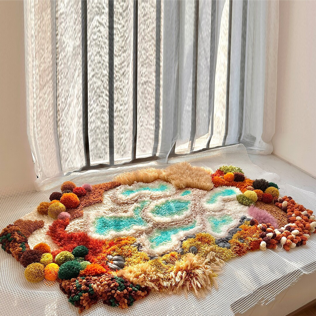 Moss Rugs Materials Bag, DIY Latch Hook Moss Rug Kit, 3D Latch Hook ...