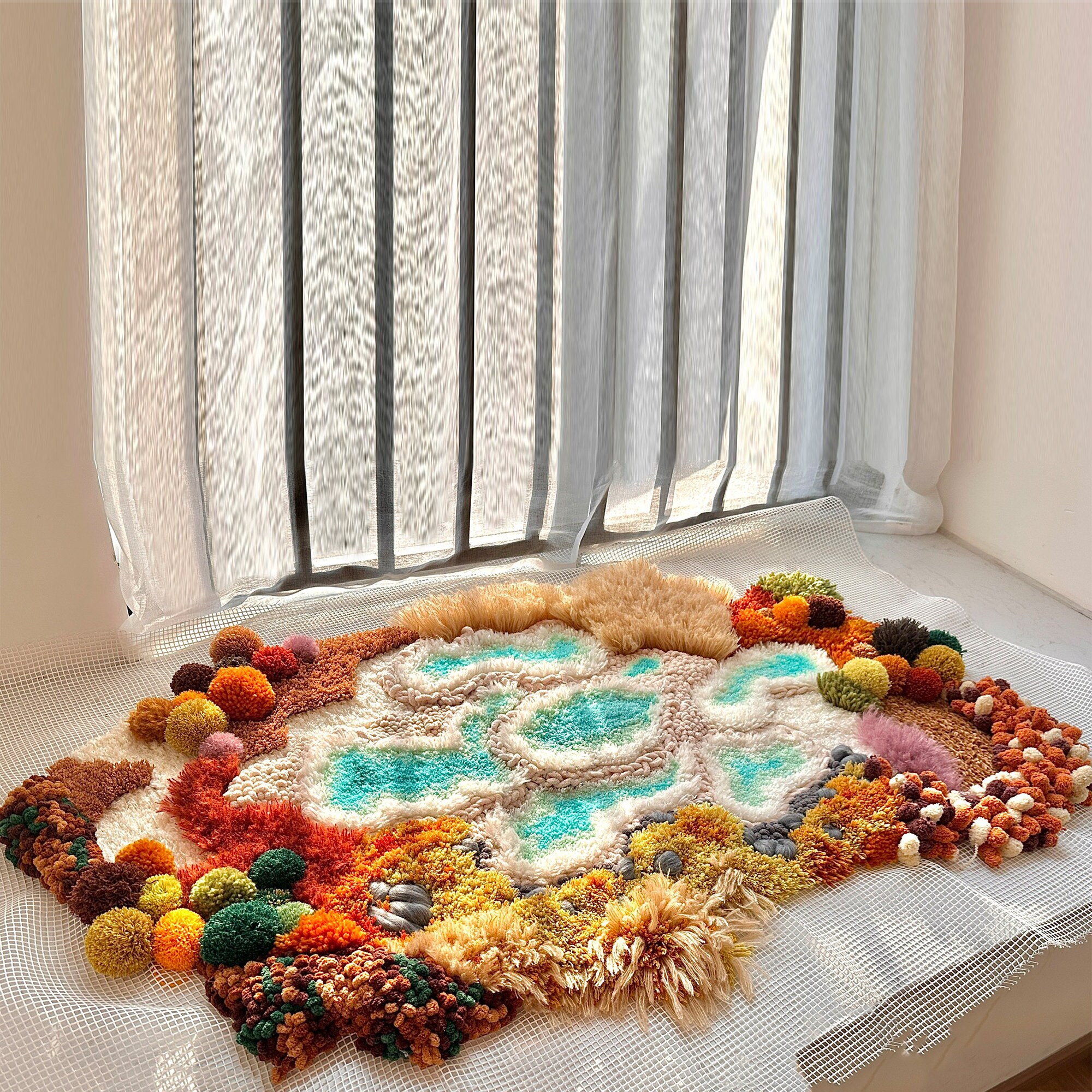 Moss Rugs Materials Bag, DIY Latch Hook Moss Rug Kit, 3D Latch Hook ...