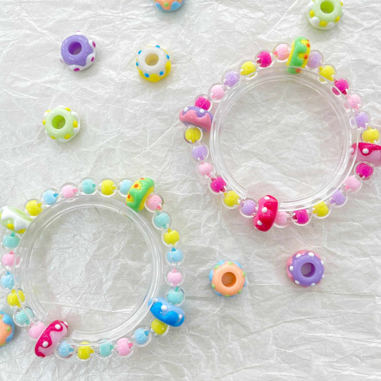 50 Acrylic Cake Beads, Hand-painted Cute Spacer Beads Loose Beads, DIY ...