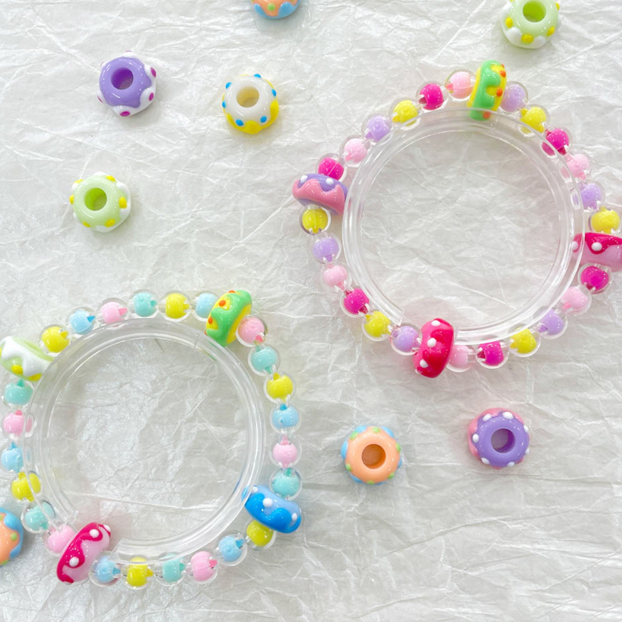 50 Acrylic Cake Beads, Hand-painted Cute Spacer Beads Loose Beads, DIY ...