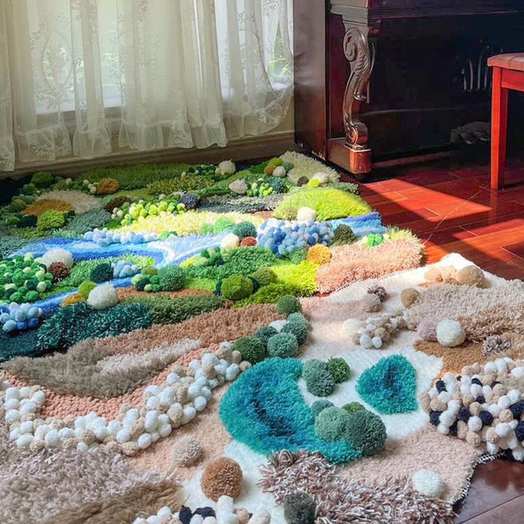 DIY Moss Rug With Ocean, Colorful Moss Rug, Garden Rug, Cozy Fluffy 3D ...