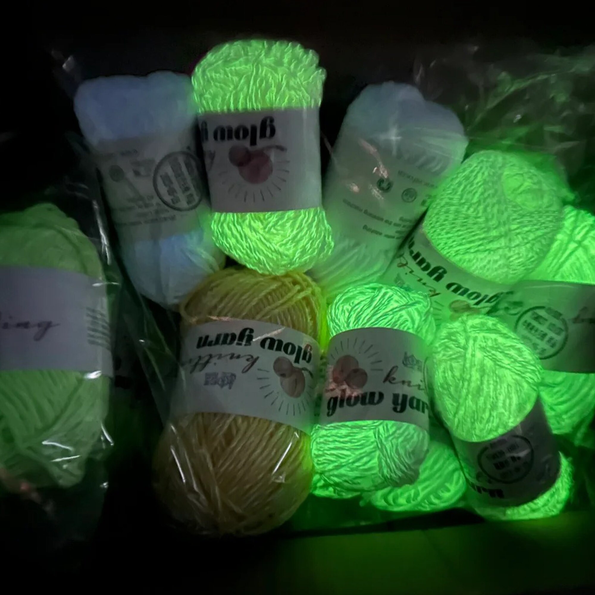 Glow in the Dark Yarn, Handwoven Luminous Yarn, 60 Yards Night Glow UV ...