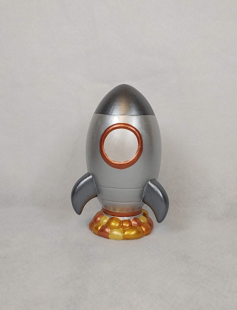 Hand-painted Rocket Ship Statue - Etsy
