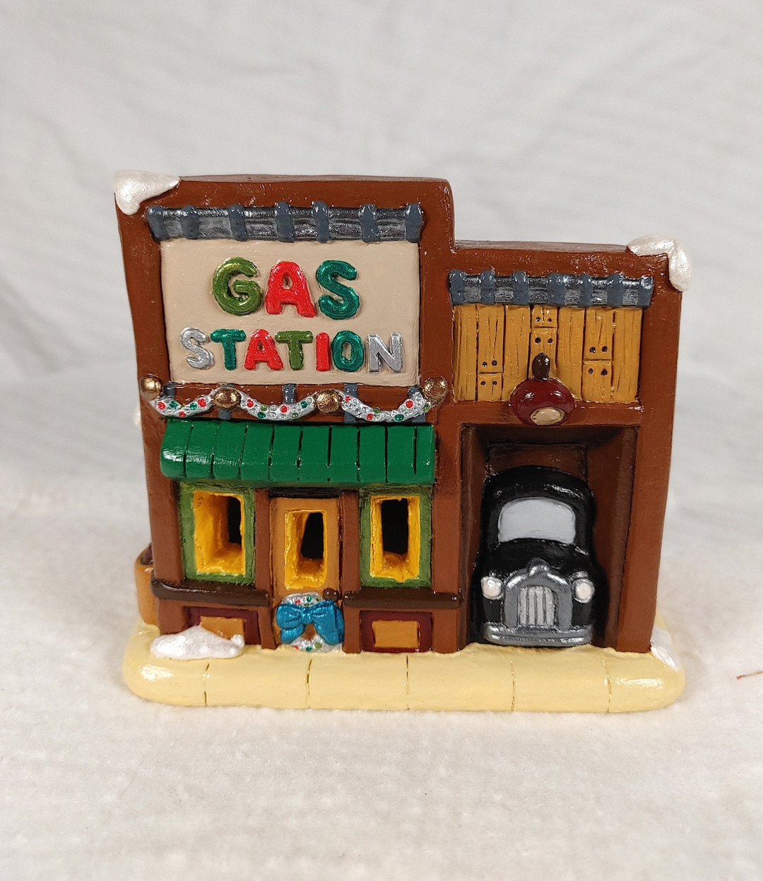 Hand-painted Gas Station Village Piece - Etsy