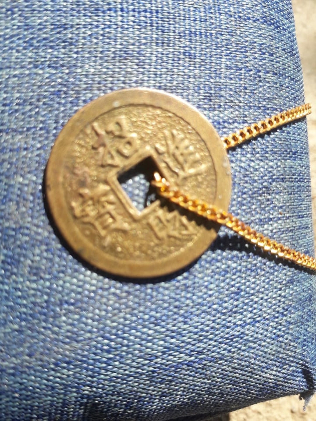 Old Coin, Chines ,golden, Necles , - Etsy