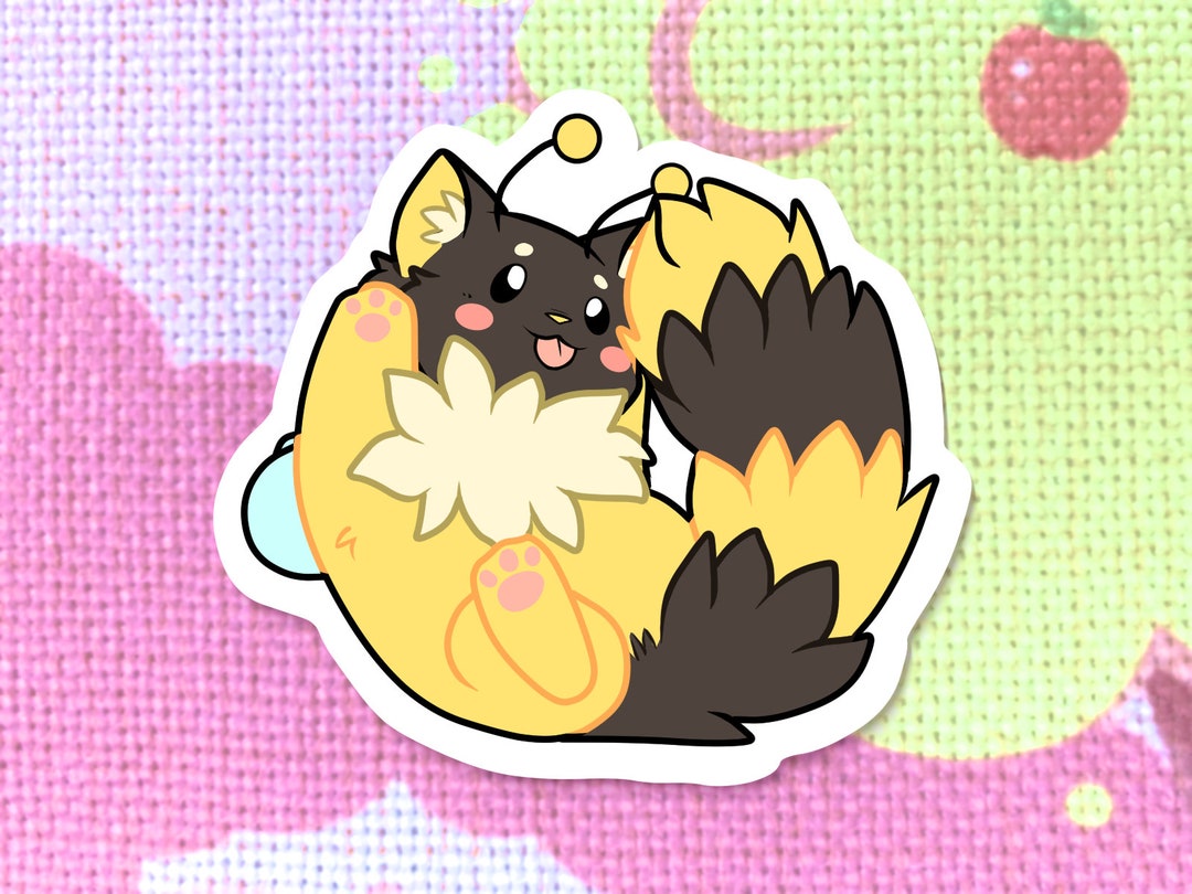 Bumble Cat Die Cut Sticker // Kawaii Cute Premium Gloss Water Proof ...