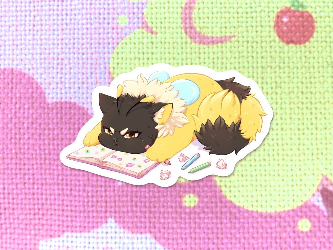 Grumpy Bumble Cat Die Cut Sticker // Kawaii Cute Premium Gloss Water ...