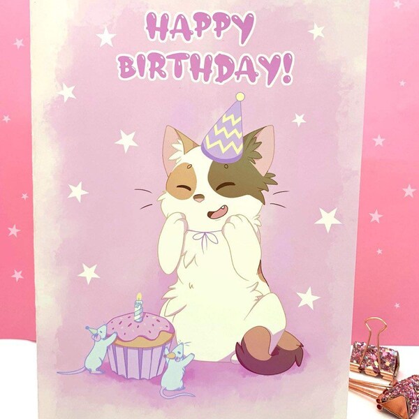 Kawaii Birthday Card - Etsy UK