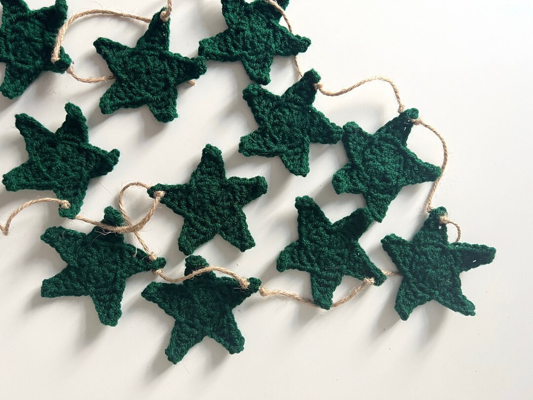Forest Green Star Crochet Bunting - Etsy