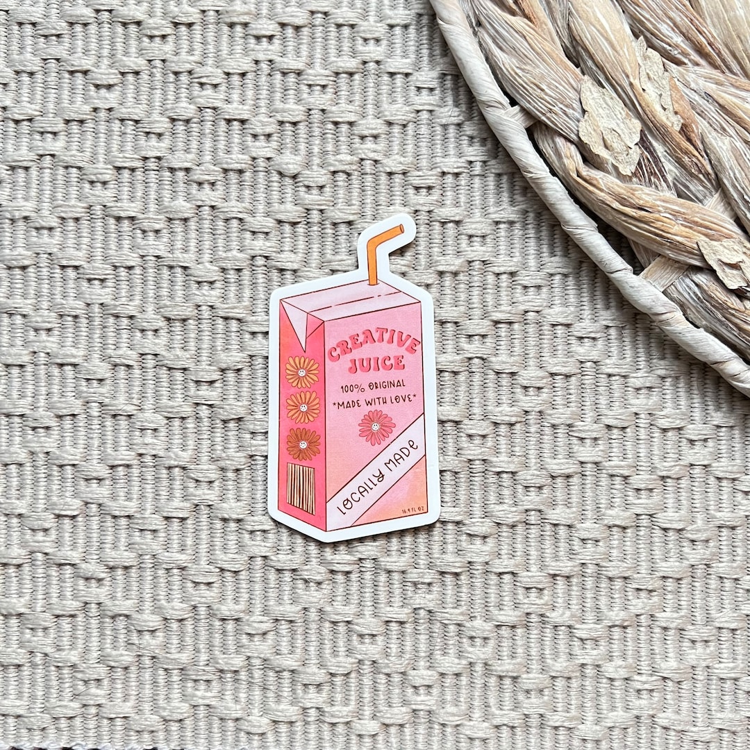 Creative Juice Sticker Retro Juice Box Aesthetic Vinyl Small Business ...