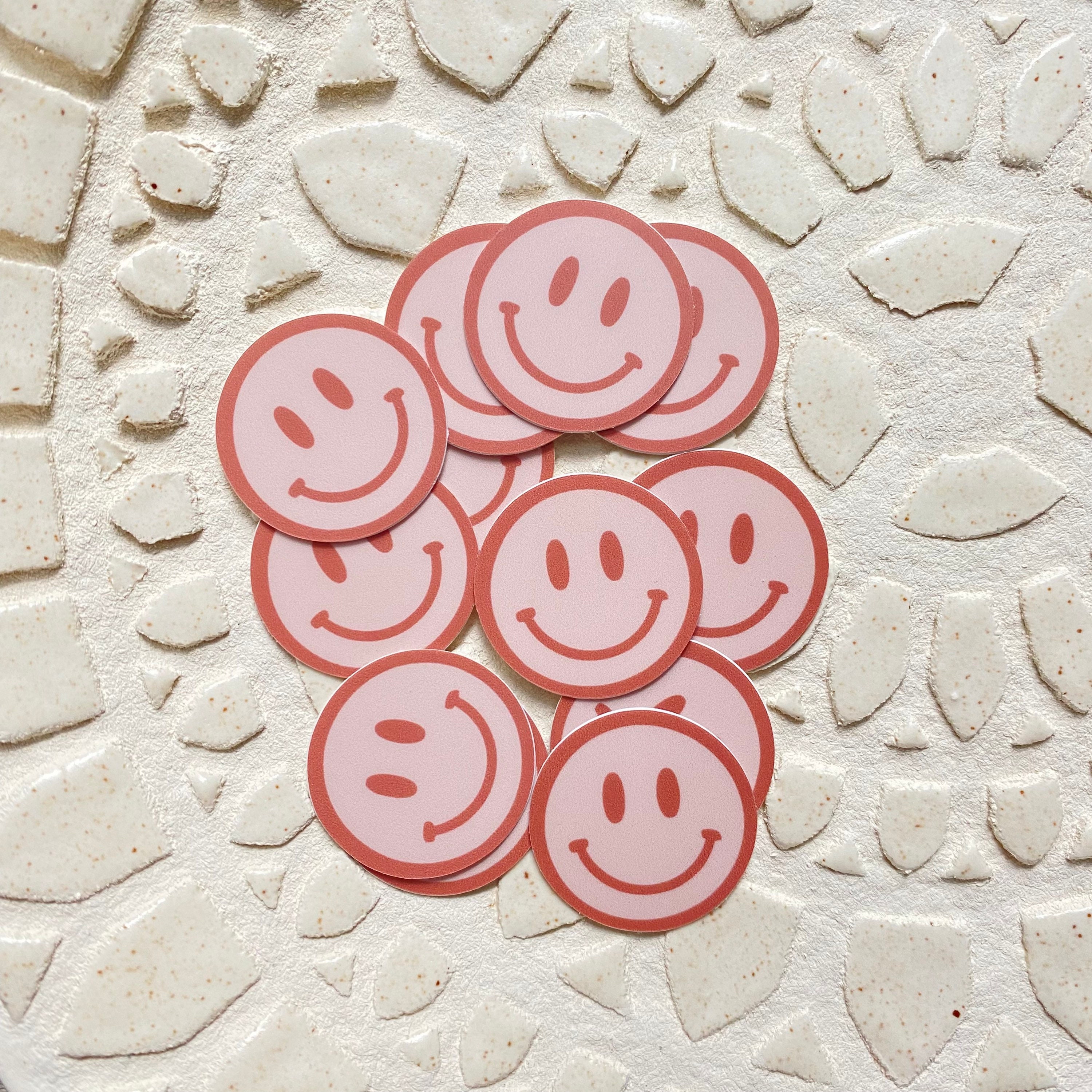 Mini Pink Smiley Face Sticker Retro Boho Aesthetic Vinyl - Etsy UK