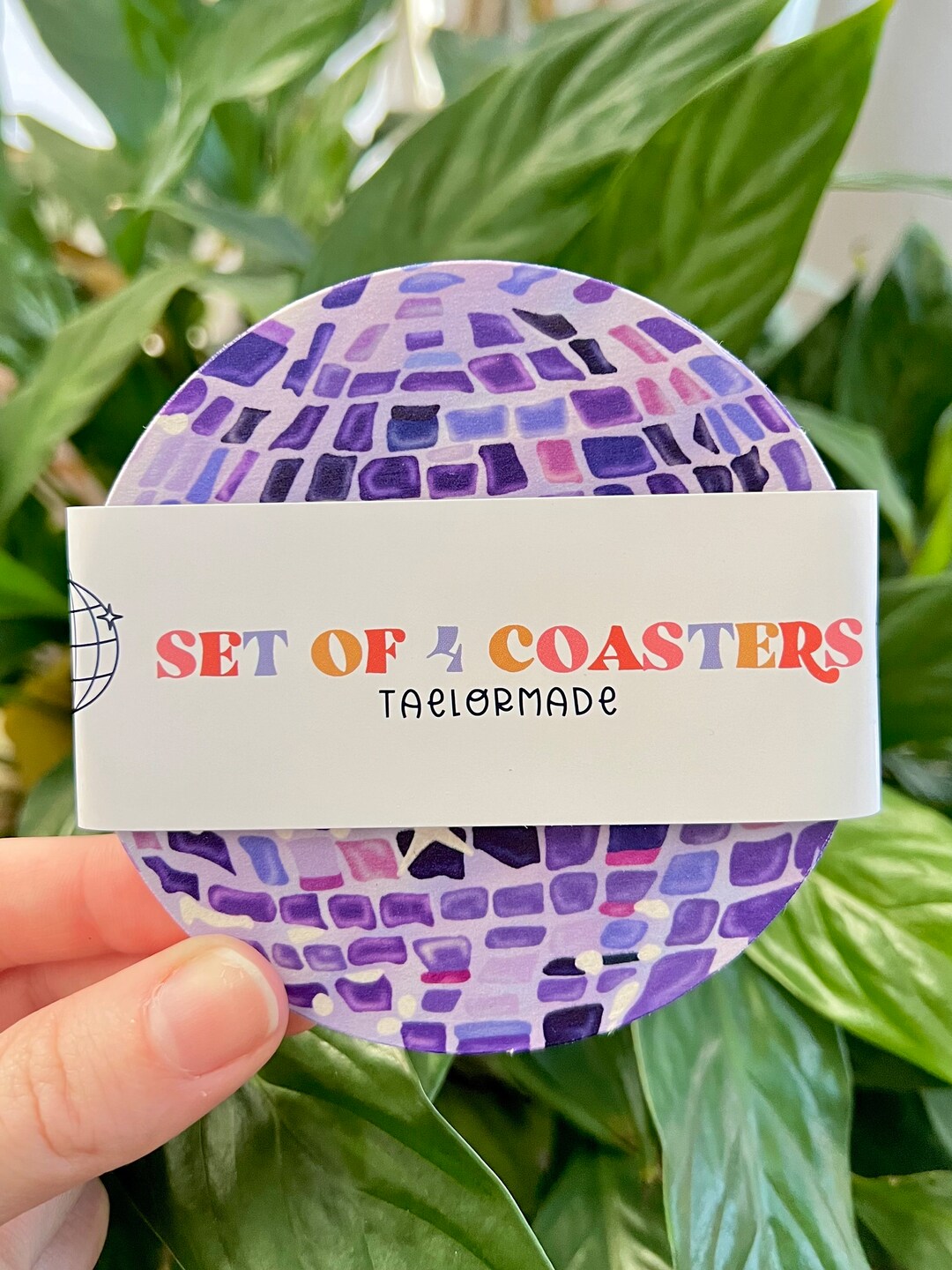 Lavender Haze Purple Disco Ball Coaster Set | Barware | Home Decor ...
