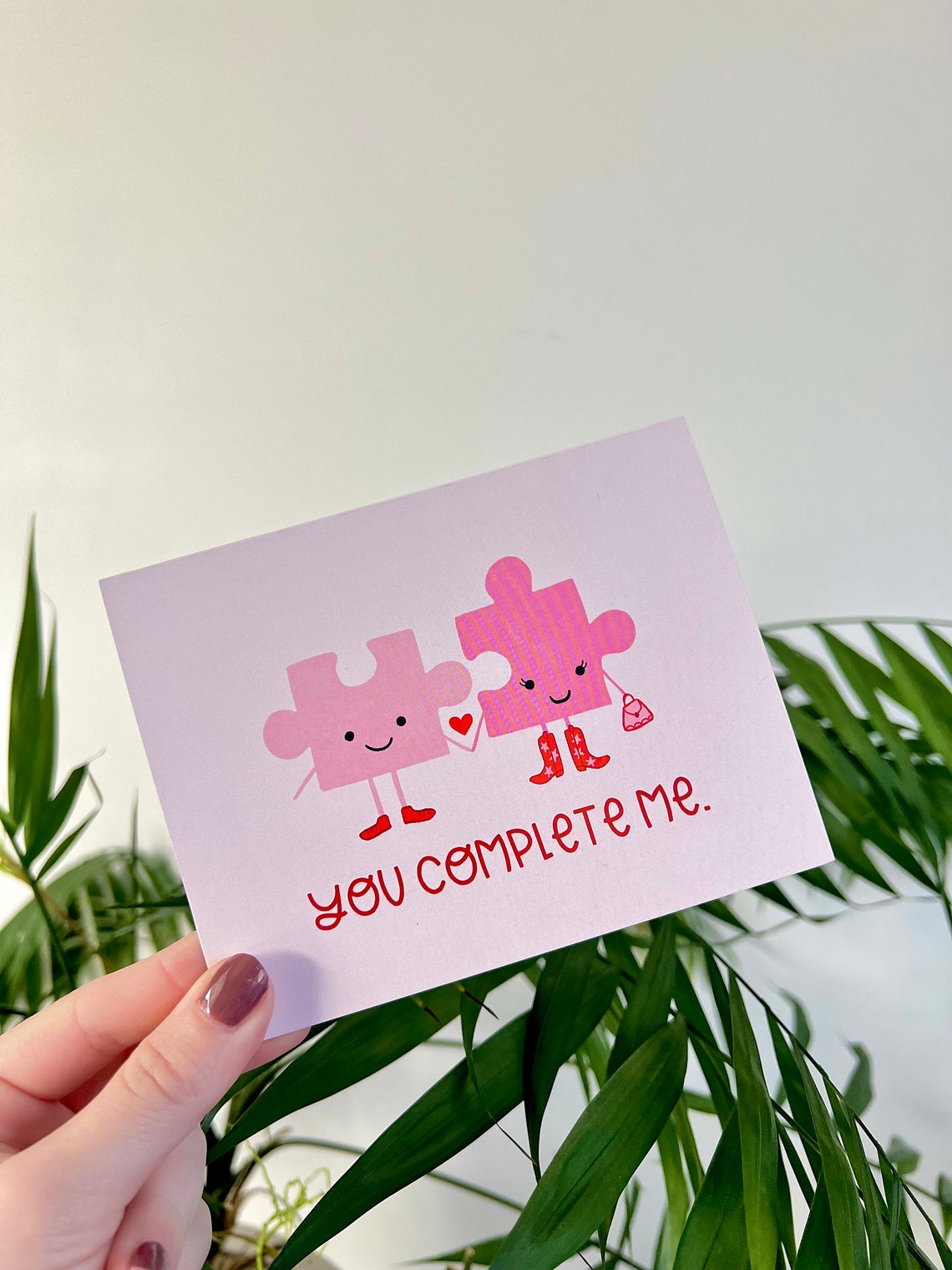 You Complete Me Puzzle Piece Card | Cute | Pink | Aesthetic | Funny ...