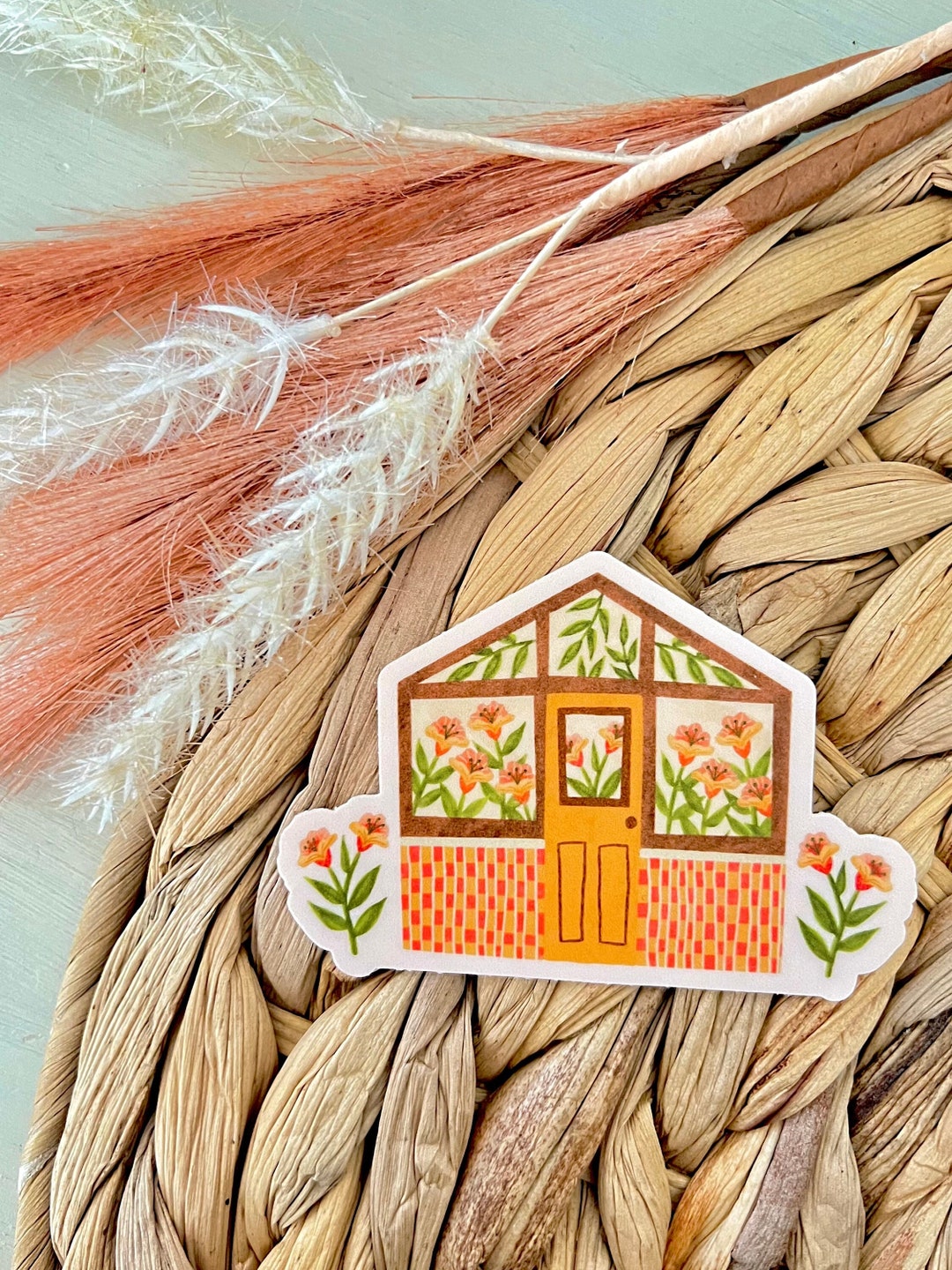 Floral Greenhouse Sticker | Garden | Flowers 3x2.1 In. - Etsy