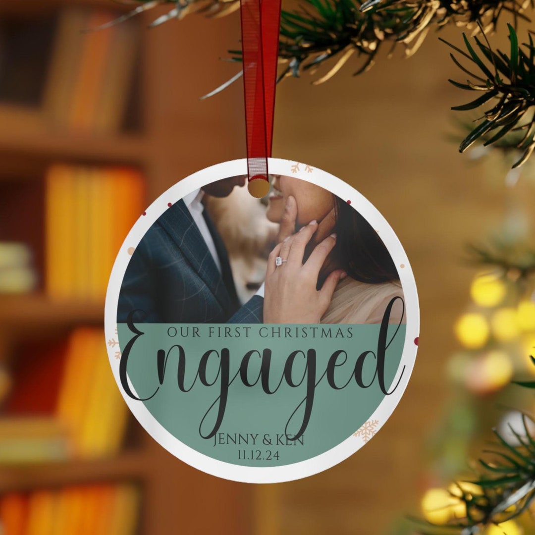 Our First Christmas Engaged Custom Name Personalized Ornament ...