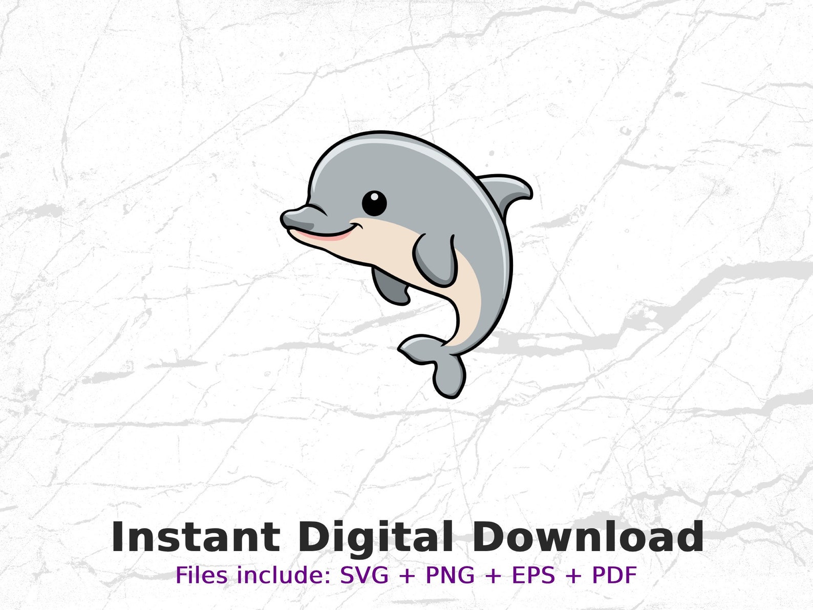 Cute Dolphin Clipart Vector, Wall Art Graphics, Digital Download, AI ...