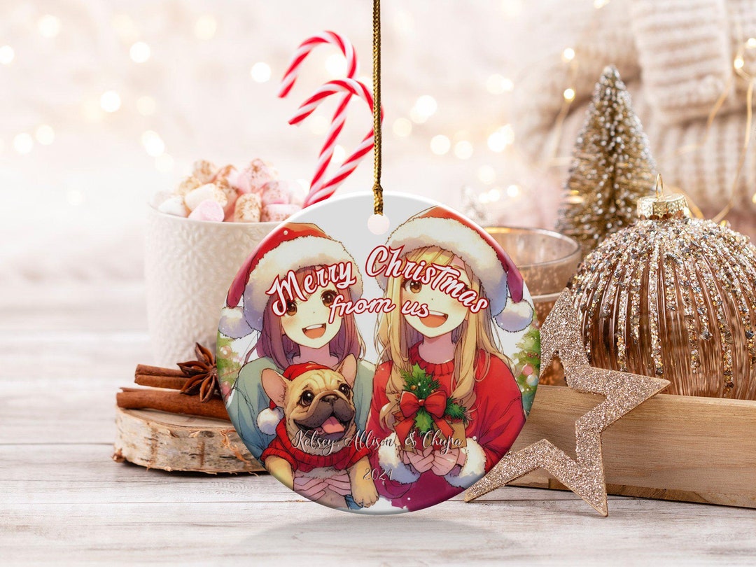 Frenchie Custom Christmas Ornament With Names and Year, Holiday ...