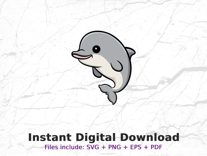 Cute Dolphin SVG Clipart for Sublimation, AI Generated Graphic for Wall ...