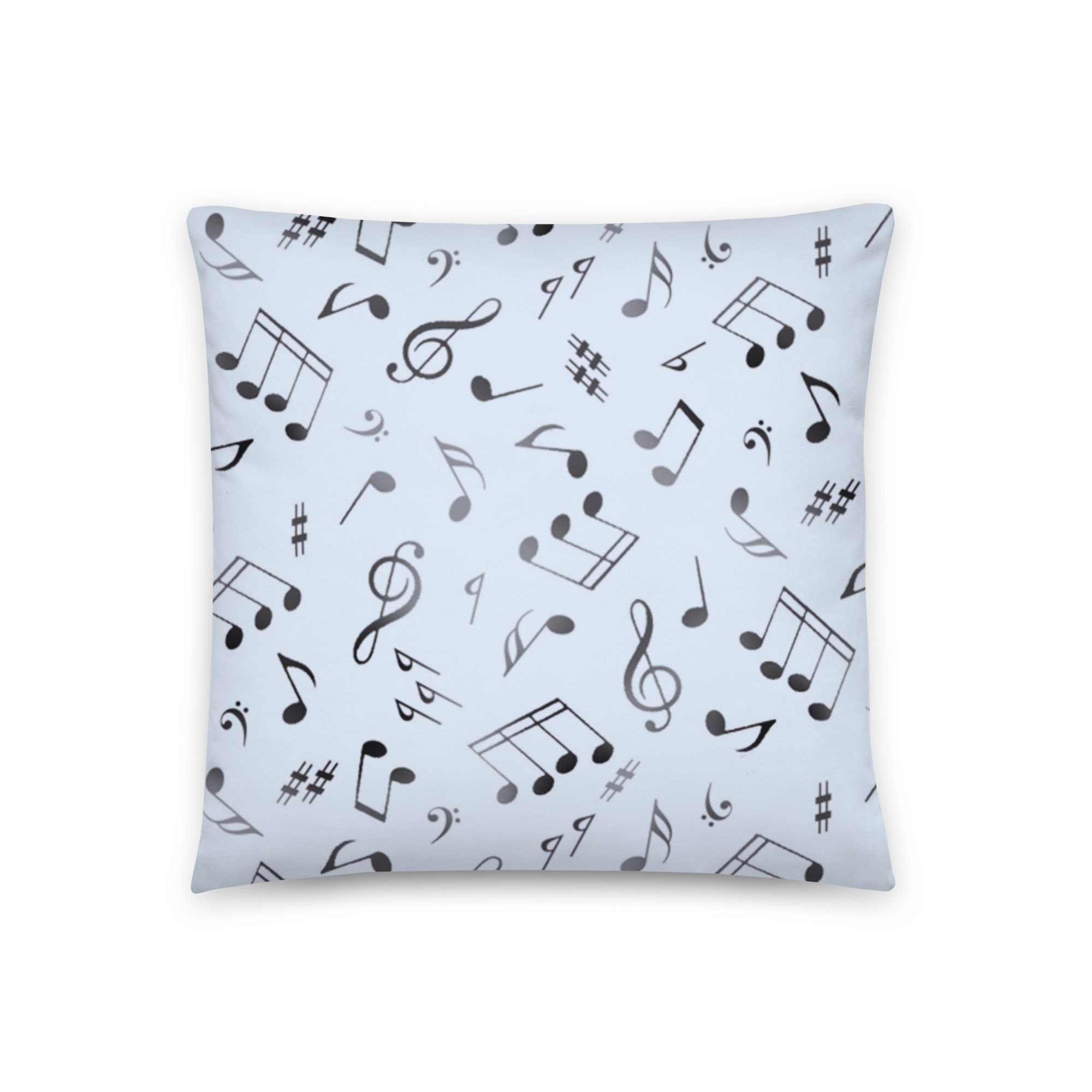 Musical Notes Black on Light Blue Pillow Throw Pillows - Etsy