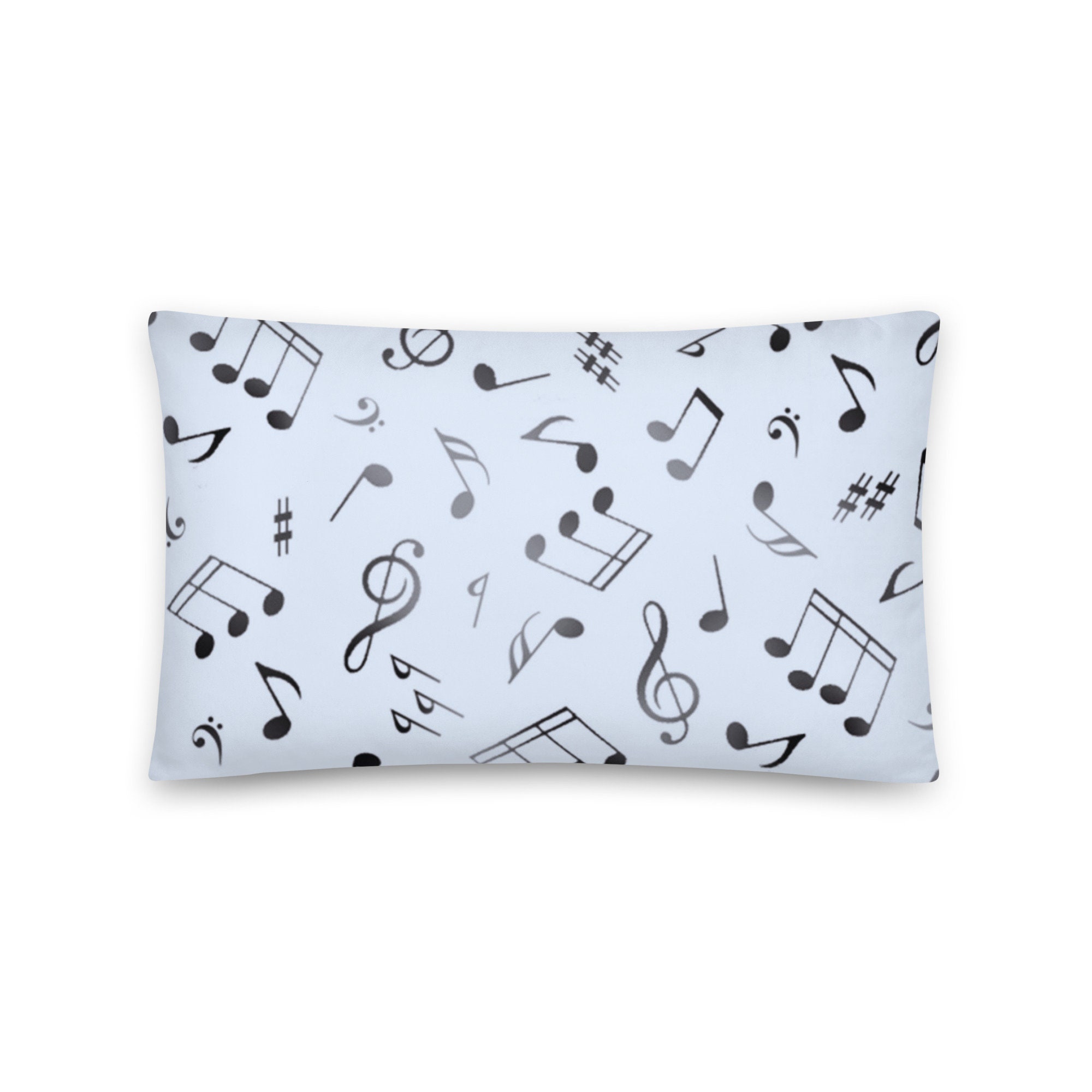 Musical Notes Black on Light Blue Pillow Throw Pillows - Etsy