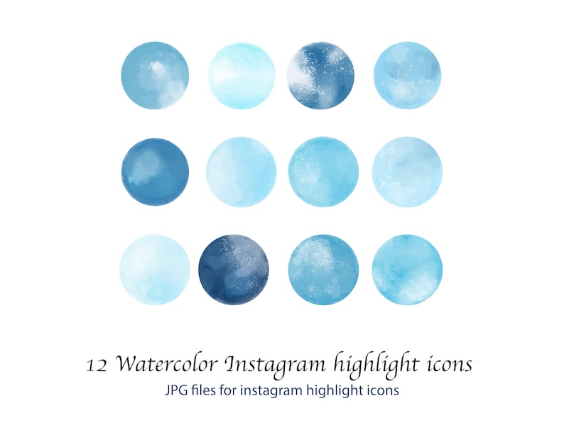 Watercolor Instagram Story Highlight Covers, Blue, Ocean, IG Highlight ...