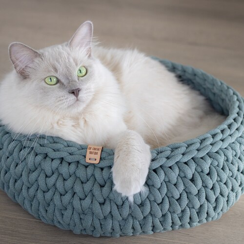 Chunky Chrochet Cat Bed / Basket - Etsy