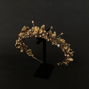 Antique Gold Tiara, Flower Tiara, Crown With Flowers Gold, Crown Gold ...