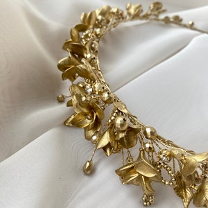 Antique Gold Tiara, Flower Tiara, Crown With Flowers Gold, Crown Gold ...