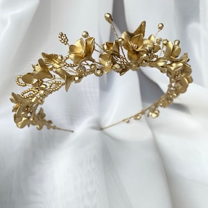 Antique Gold Tiara, Flower Tiara, Crown With Flowers Gold, Crown Gold ...