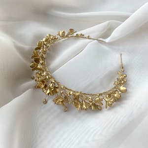 Antique Gold Tiara, Flower Tiara, Crown With Flowers Gold, Crown Gold ...