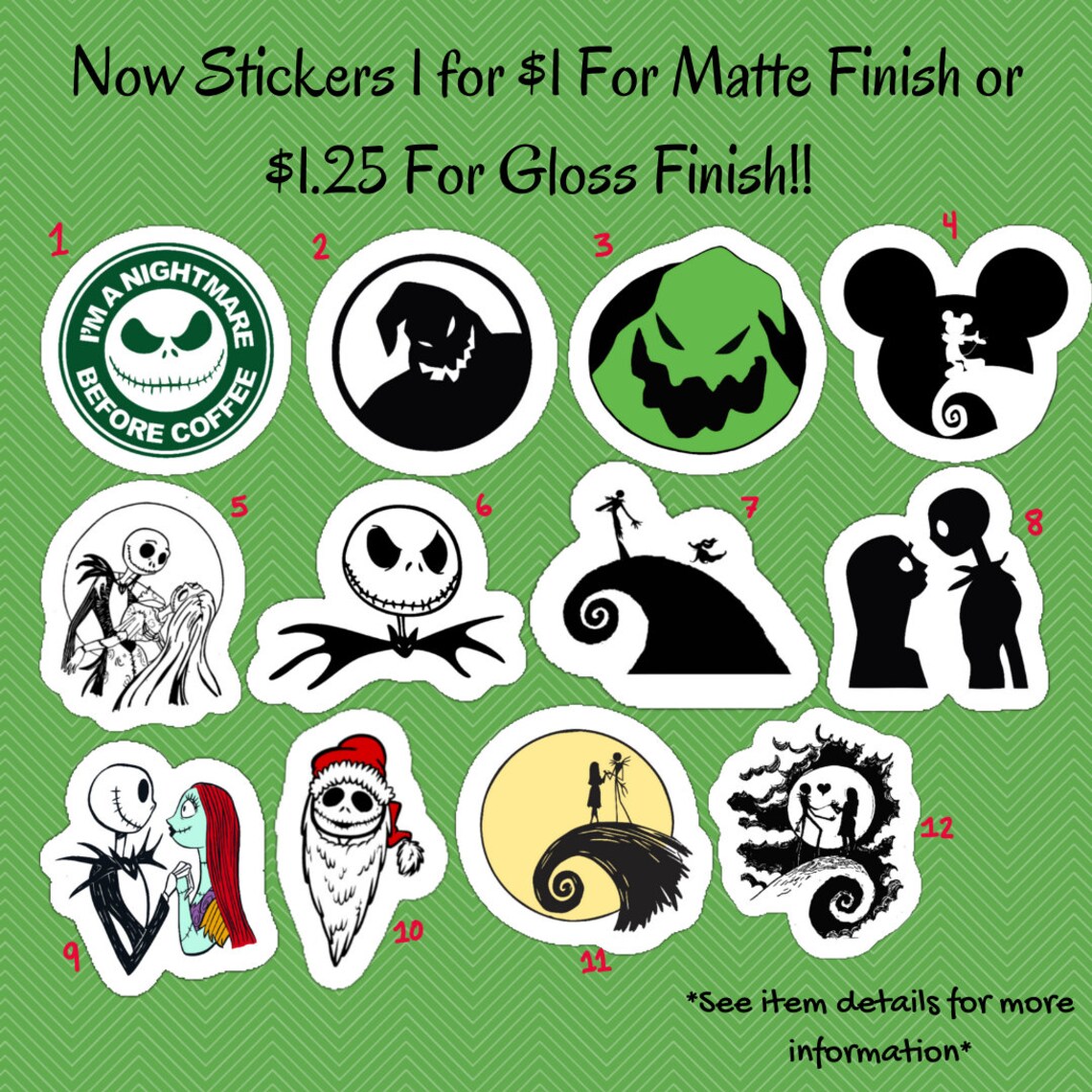 Nightmare Before Christmas Sticker / Pack / Waterproof | Etsy