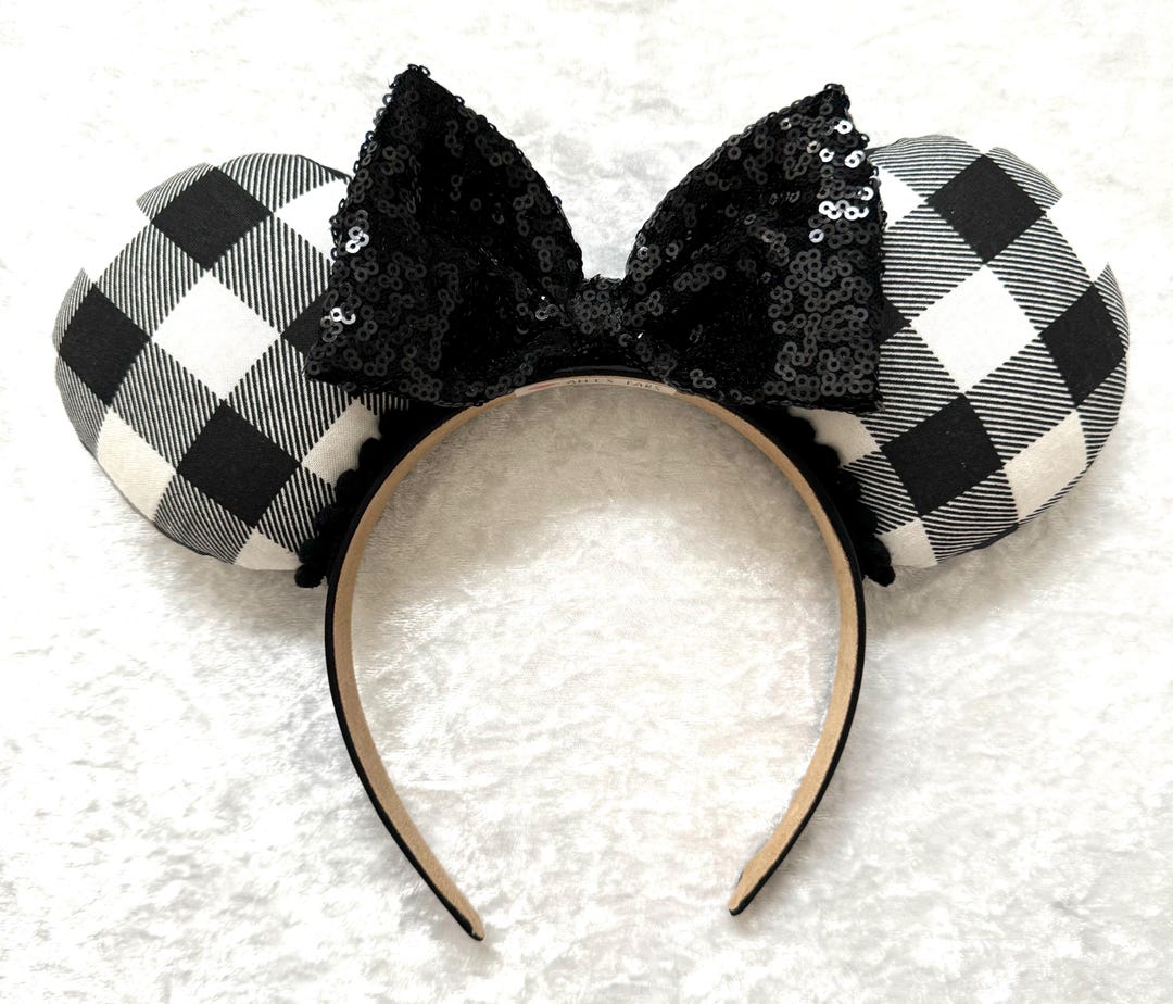 Black and White Buffalo Check Minnie Ears - Etsy