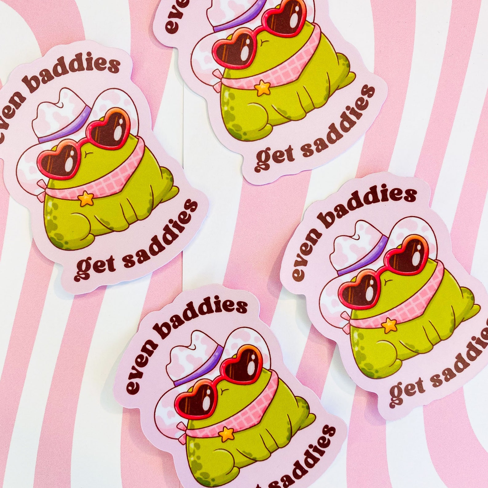 Even Baddies Get Saddies Sticker, Cowboy Froggy in Sunglasses Sticker ...