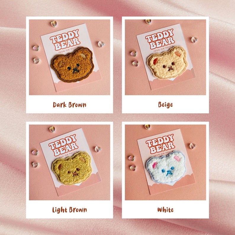Kawaii Teddy Bear Patches - Fluffy Sherpa Embroidered Bears Heads Iron ...
