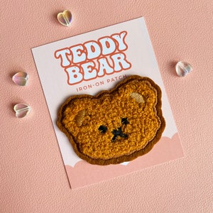 Kawaii Teddy Bear Patches - Fluffy Sherpa Embroidered Bears Heads Iron-on, Sew-on Appliques ...