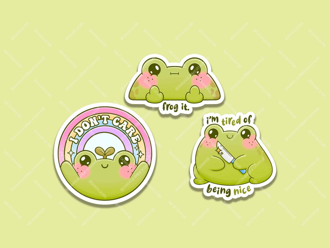 Sassy Frog Stickers I Don't Care, Frog It, Frog With Knife Chubby Frogs ...