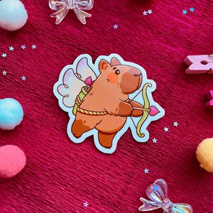Capybara Cupid Sticker - Kawaii Cute Capybaravalentines Day Cupid With ...