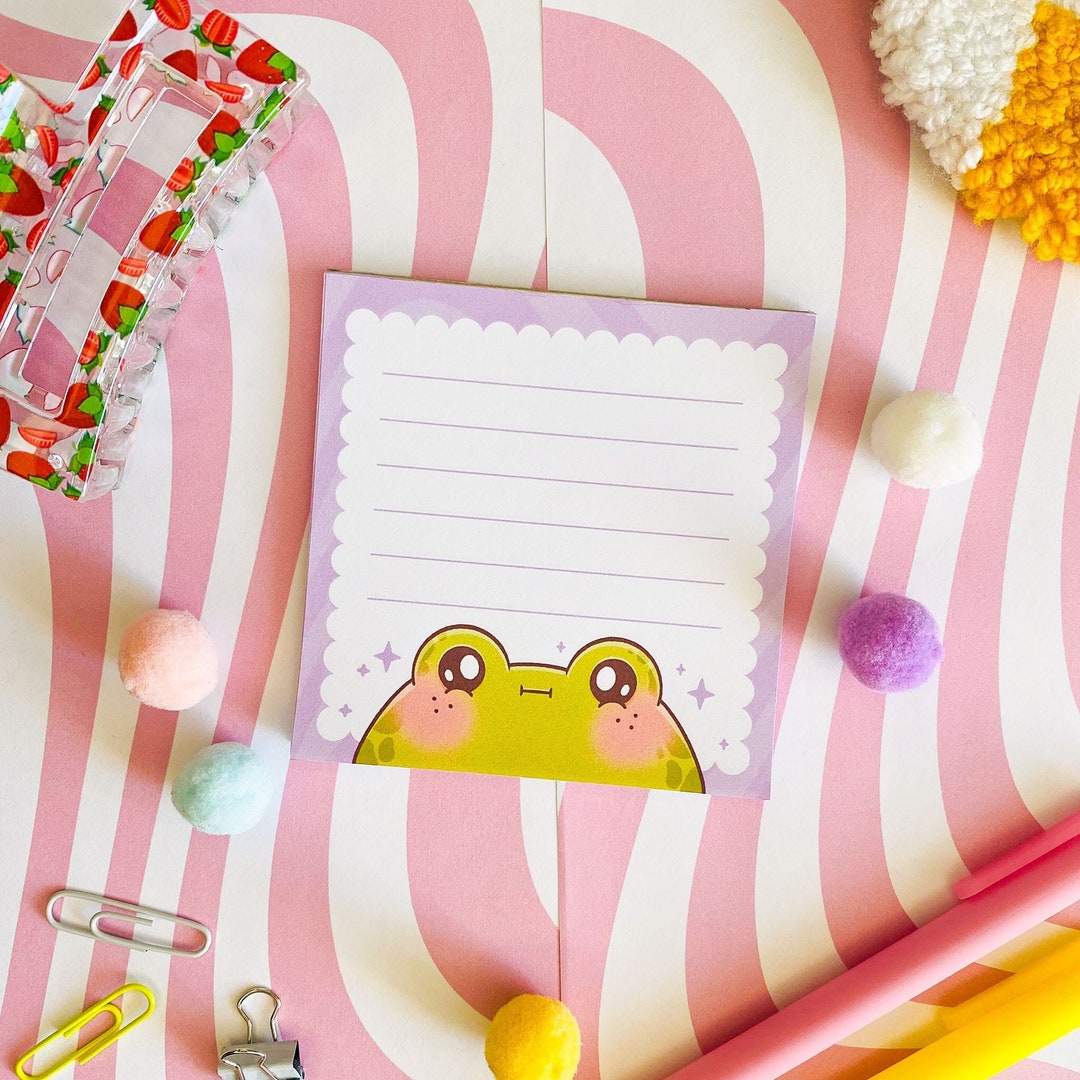 Handmade Frog Memo Pads, Adorable Funny Derpy Froggy Square Tear off Page Notepad, to Do List ...
