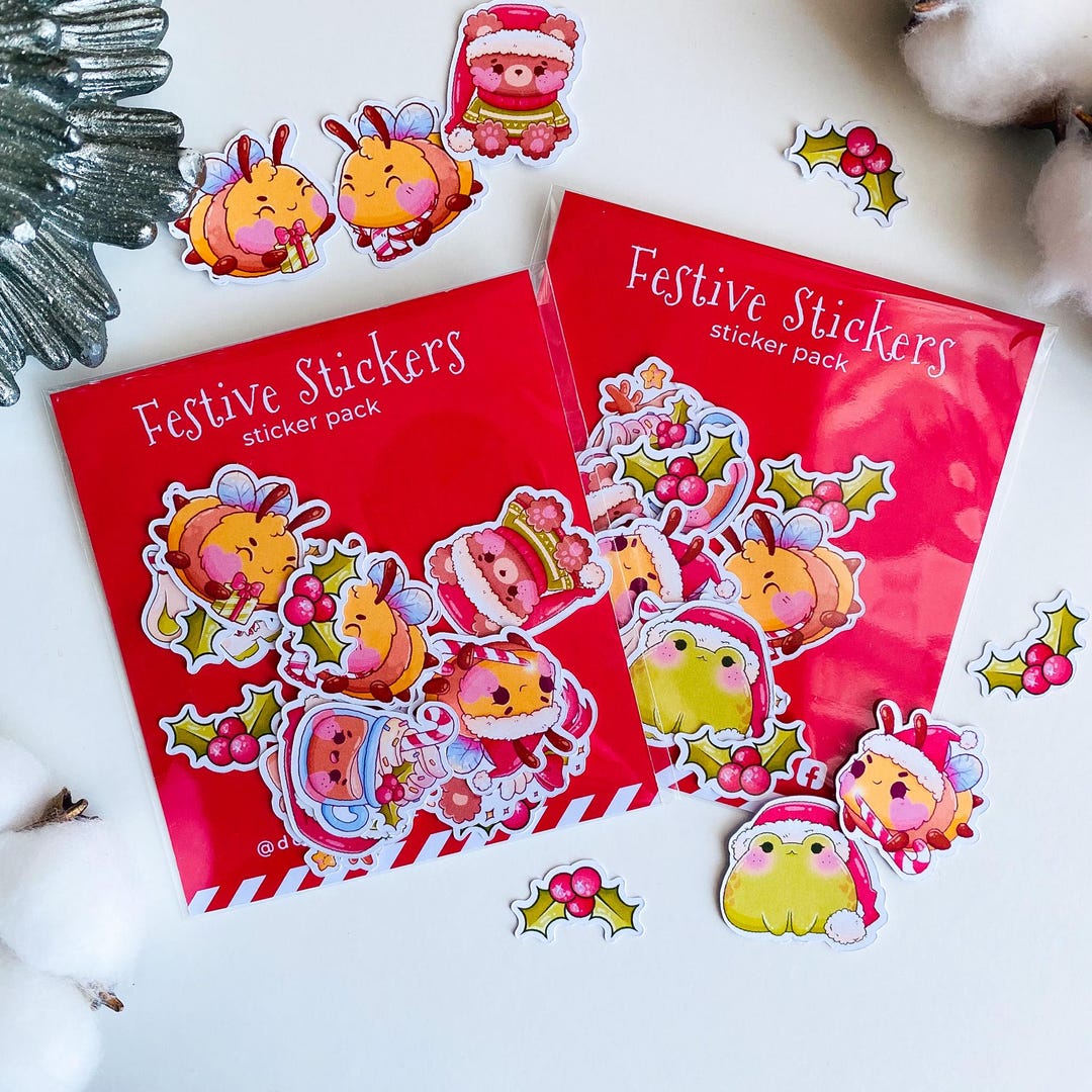 Christmas Characters Mini Die-cut Sticker Pack - Cute Kawaii Glossy ...