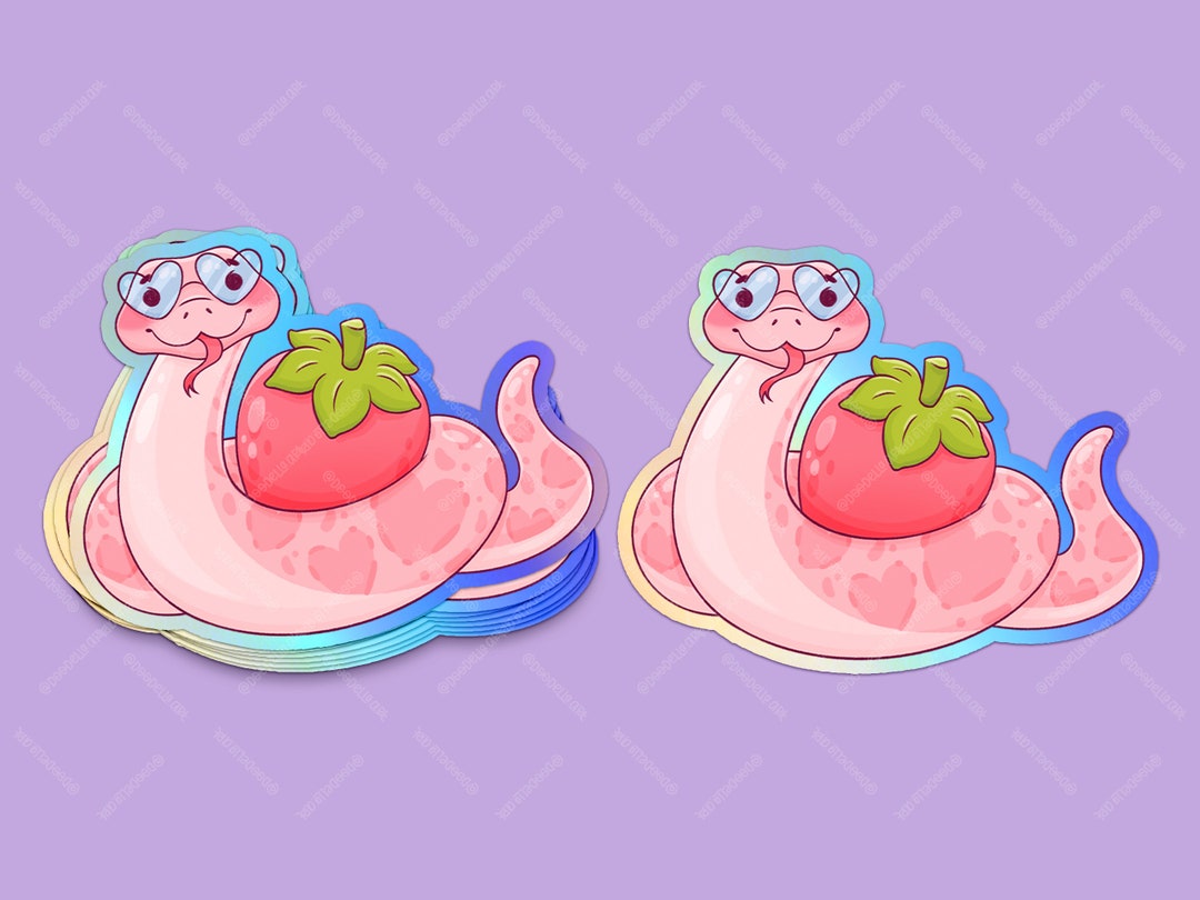 Strawberry Snake Sticker Cute Pink Snake With Heart Glasses - Etsy